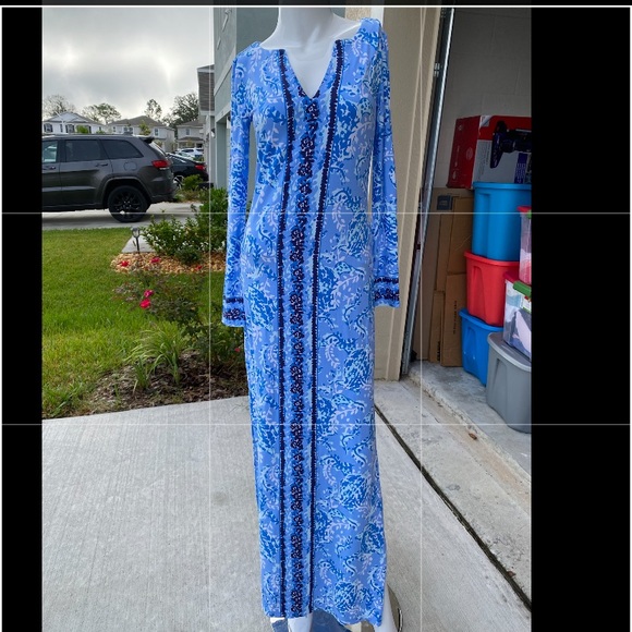 Lilly Pulitzer | Dresses | Lilly Pulitzer Blue Peri Faye Maxi Dress ...